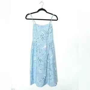 LOFT | Dresses | Loft Midi Dress Women 4p Blue Toile Floral Lace Up ...